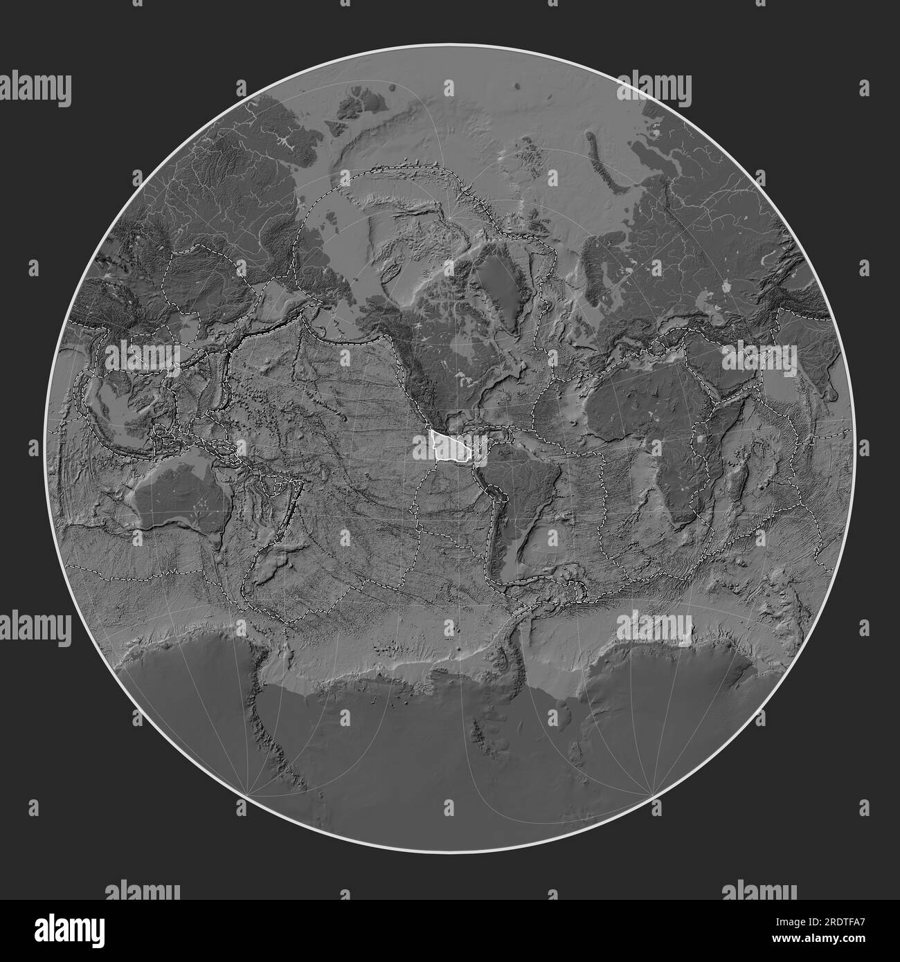 Cocos tectonic plate on the bilevel elevation map in the Lagrange ...