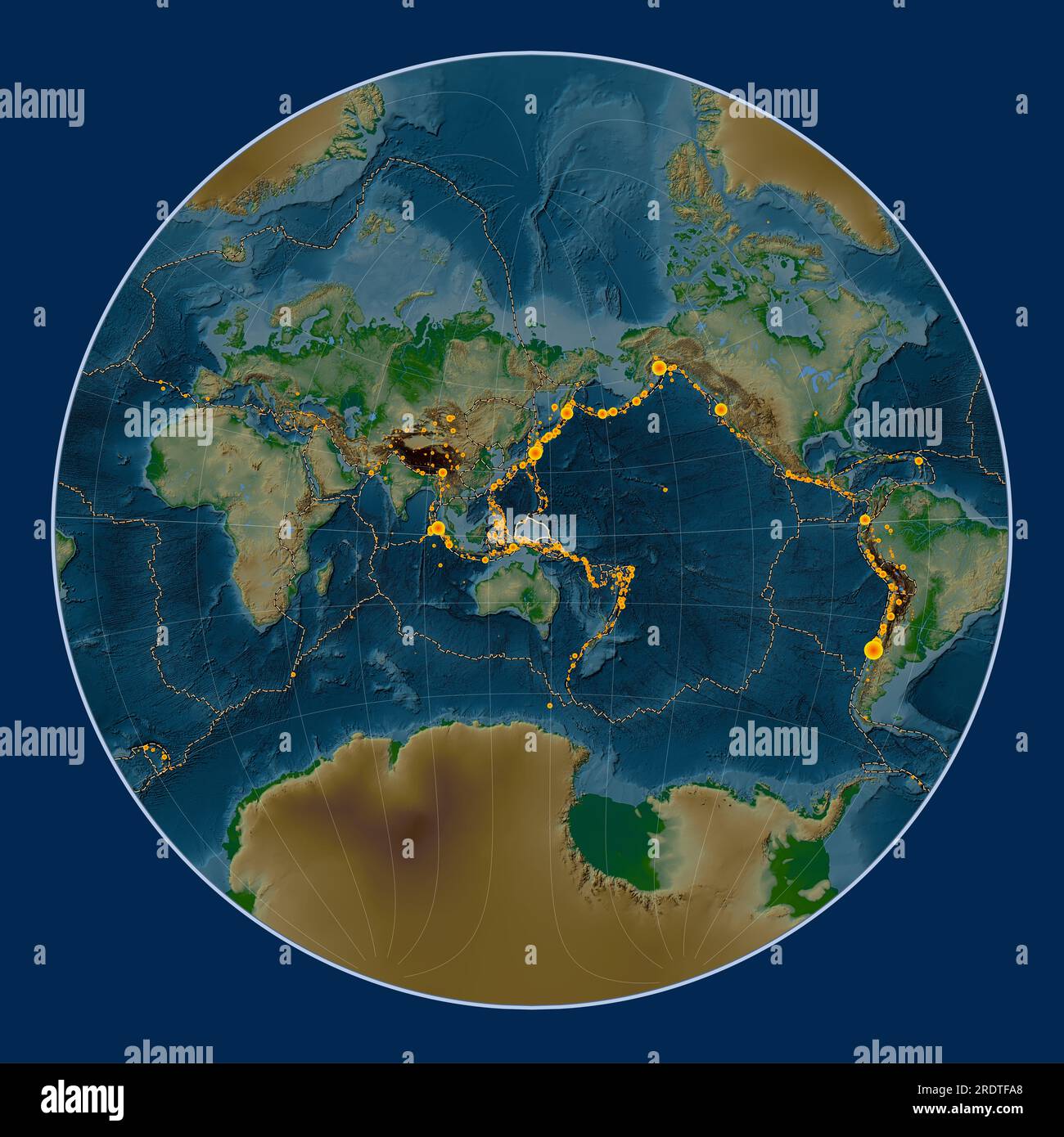 Caroline tectonic plate on the physical elevation map in the Lagrange ...