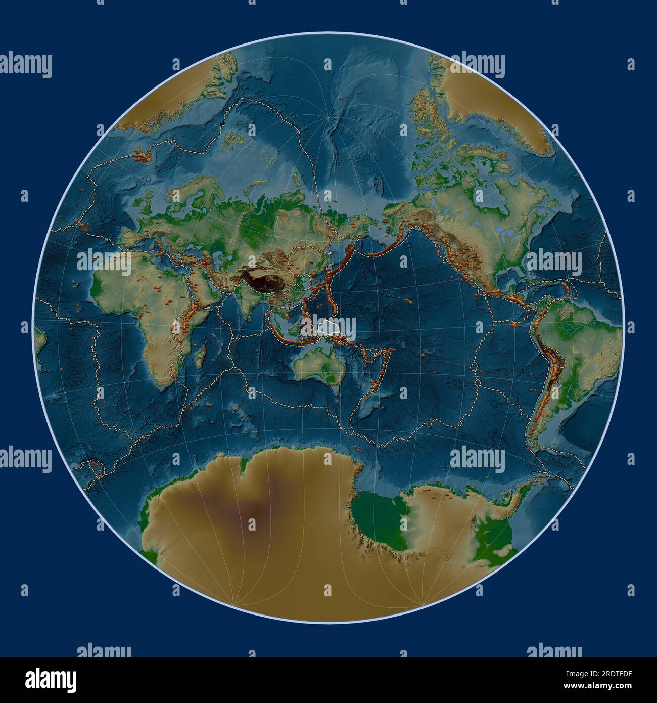 Caroline tectonic plate on the physical elevation map in the Lagrange ...