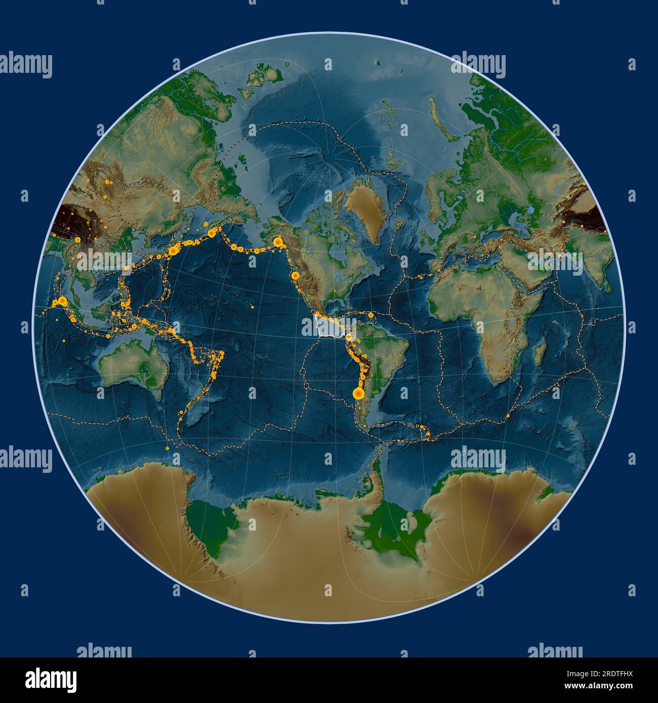 Cocos tectonic plate on the physical elevation map in the Lagrange ...