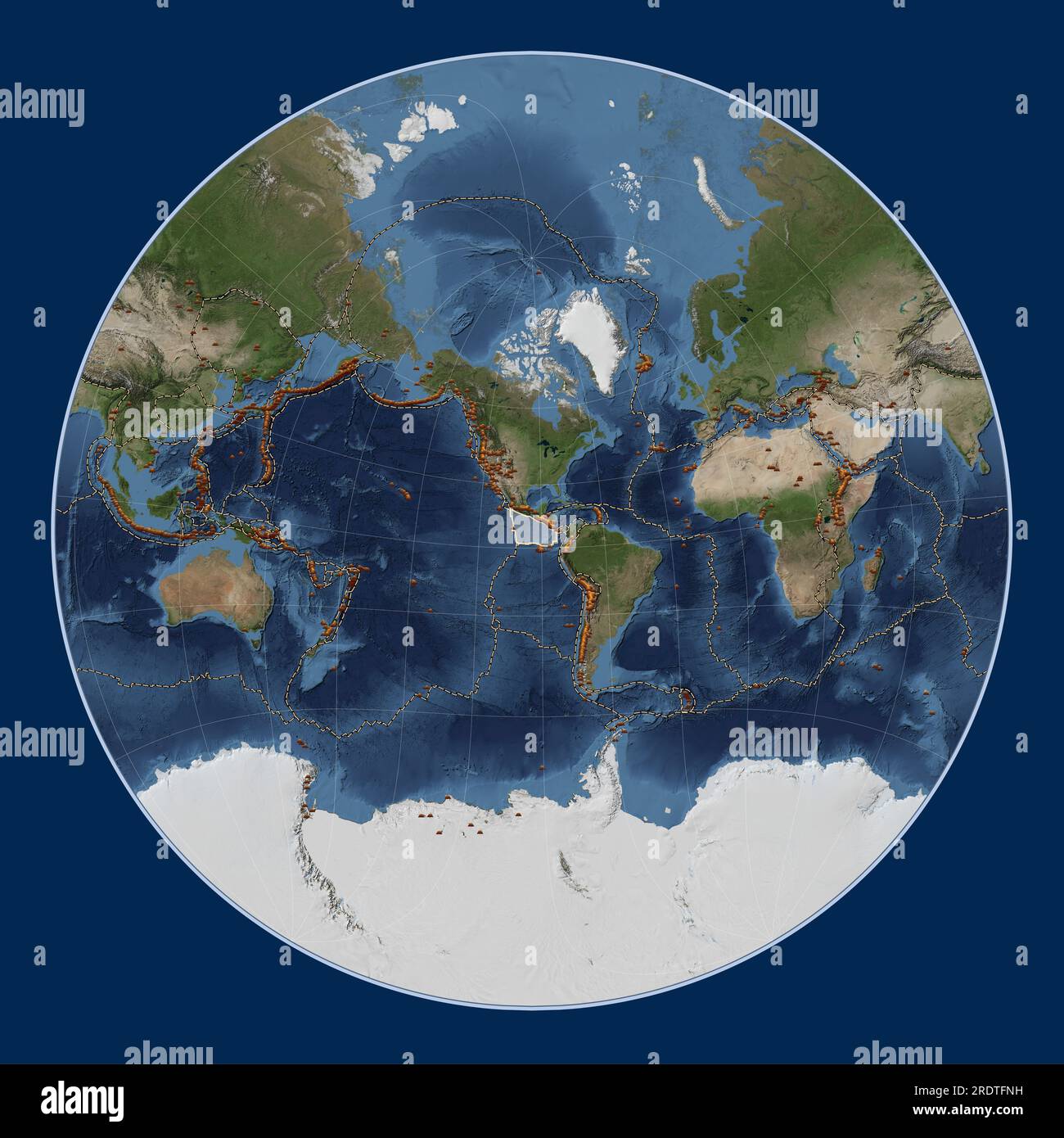 Cocos tectonic plate on the Blue Marble satellite map in the Lagrange ...