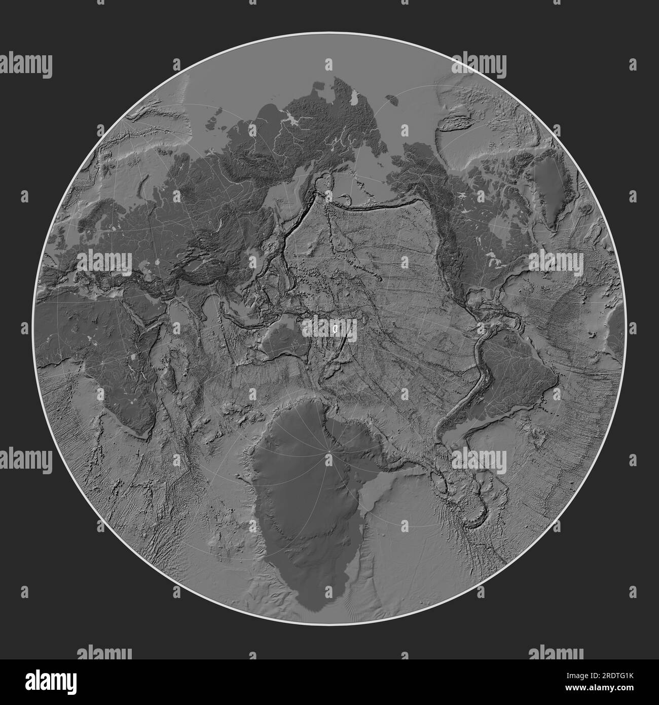 Conway Reef tectonic plate on the bilevel elevation map in the Lagrange ...