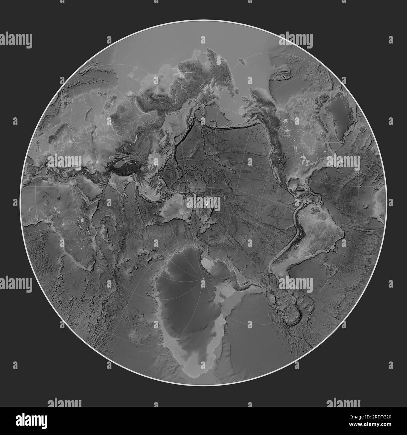 Conway Reef tectonic plate on the grayscale elevation map in the ...