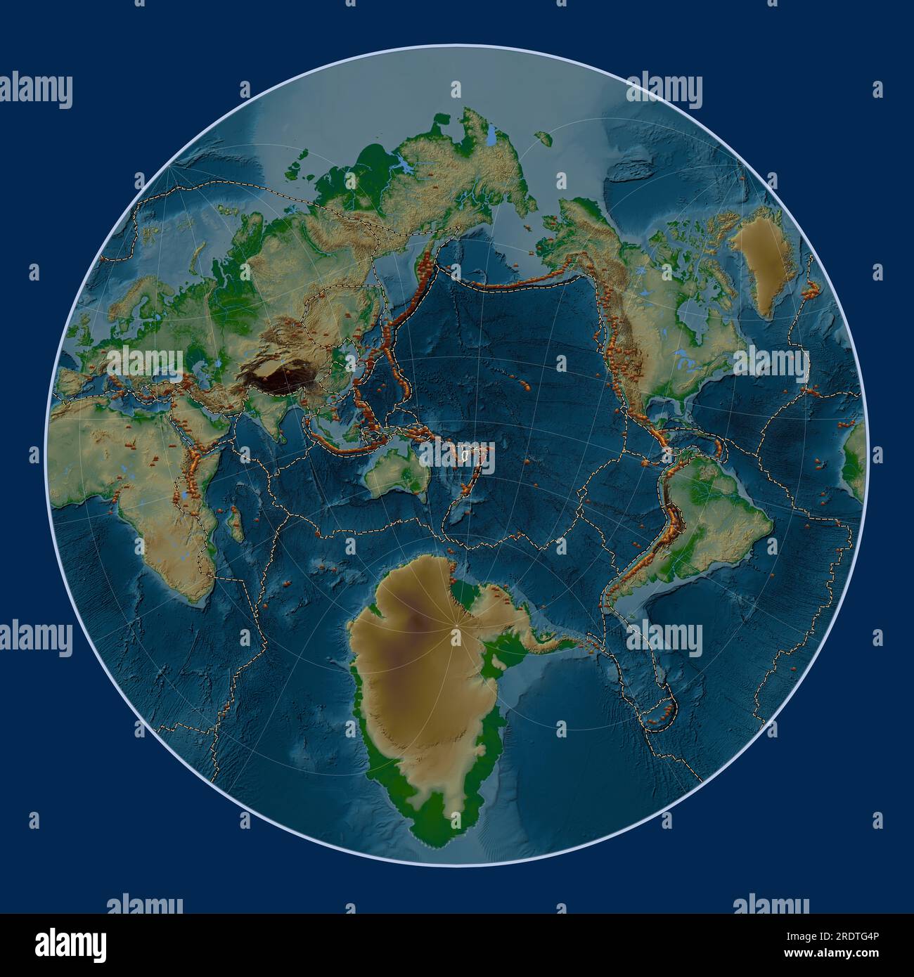 Conway Reef tectonic plate on the physical elevation map in the ...