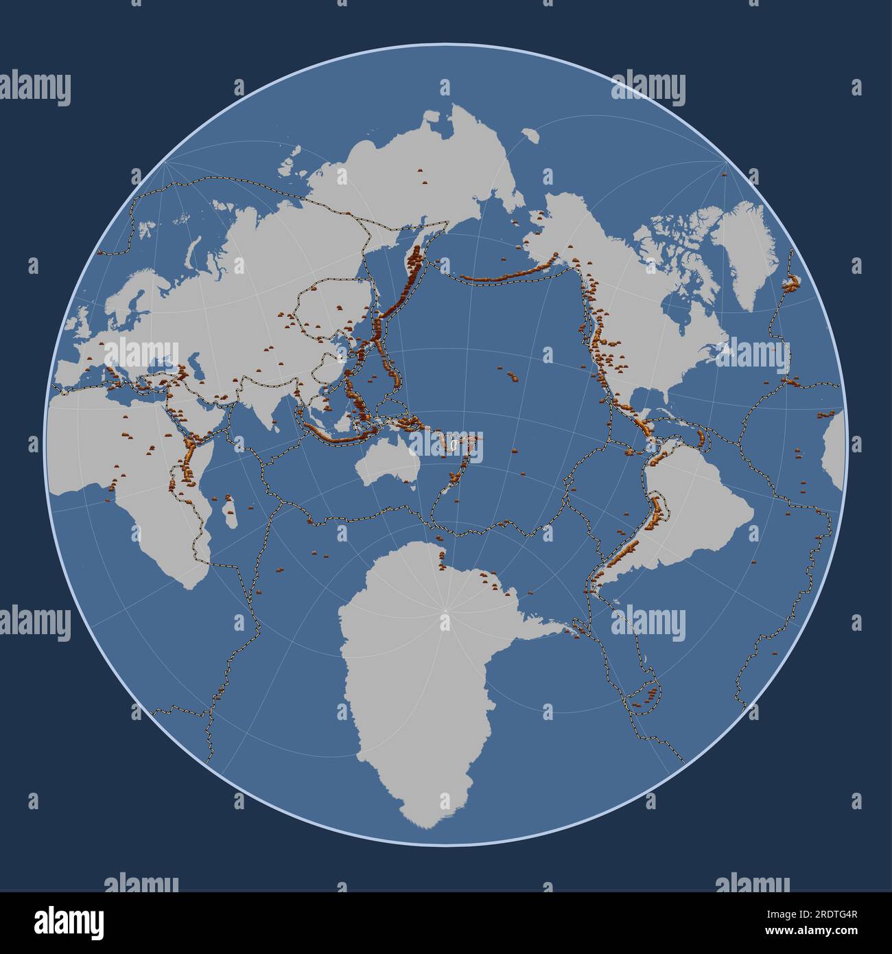 Conway Reef tectonic plate on the solid contour map in the Lagrange ...