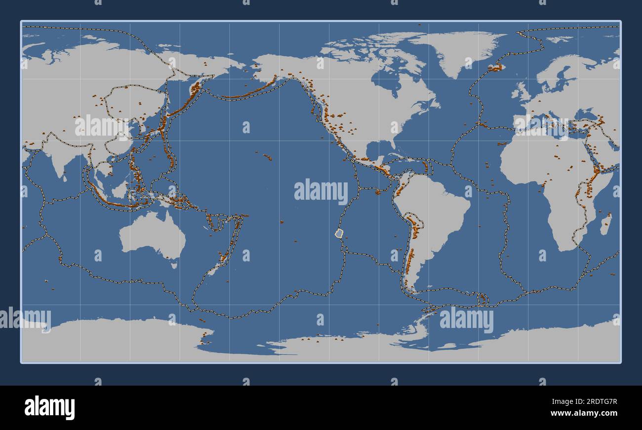 Shape of the Easter tectonic plate on the solid contour map in the ...