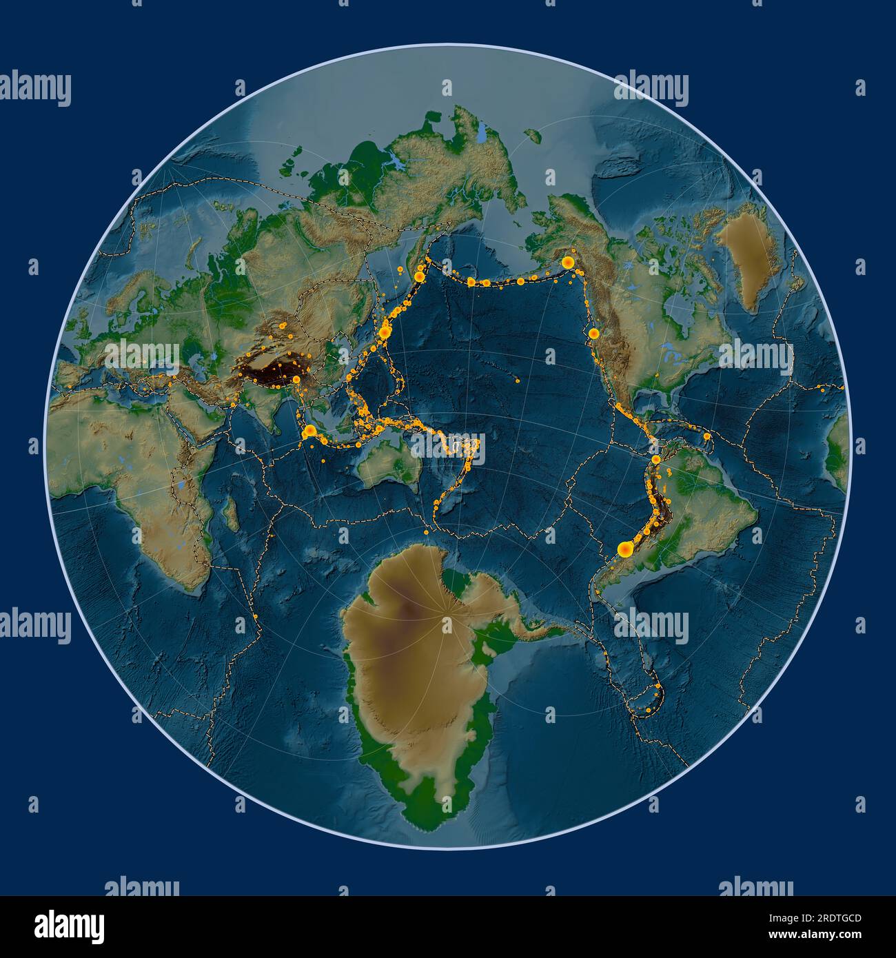 Conway Reef tectonic plate on the physical elevation map in the ...