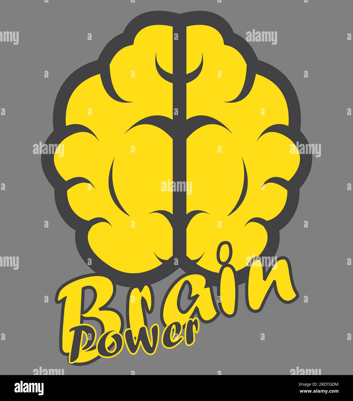 A brain illustration, brain power words, brain shape, a sign and tag ...