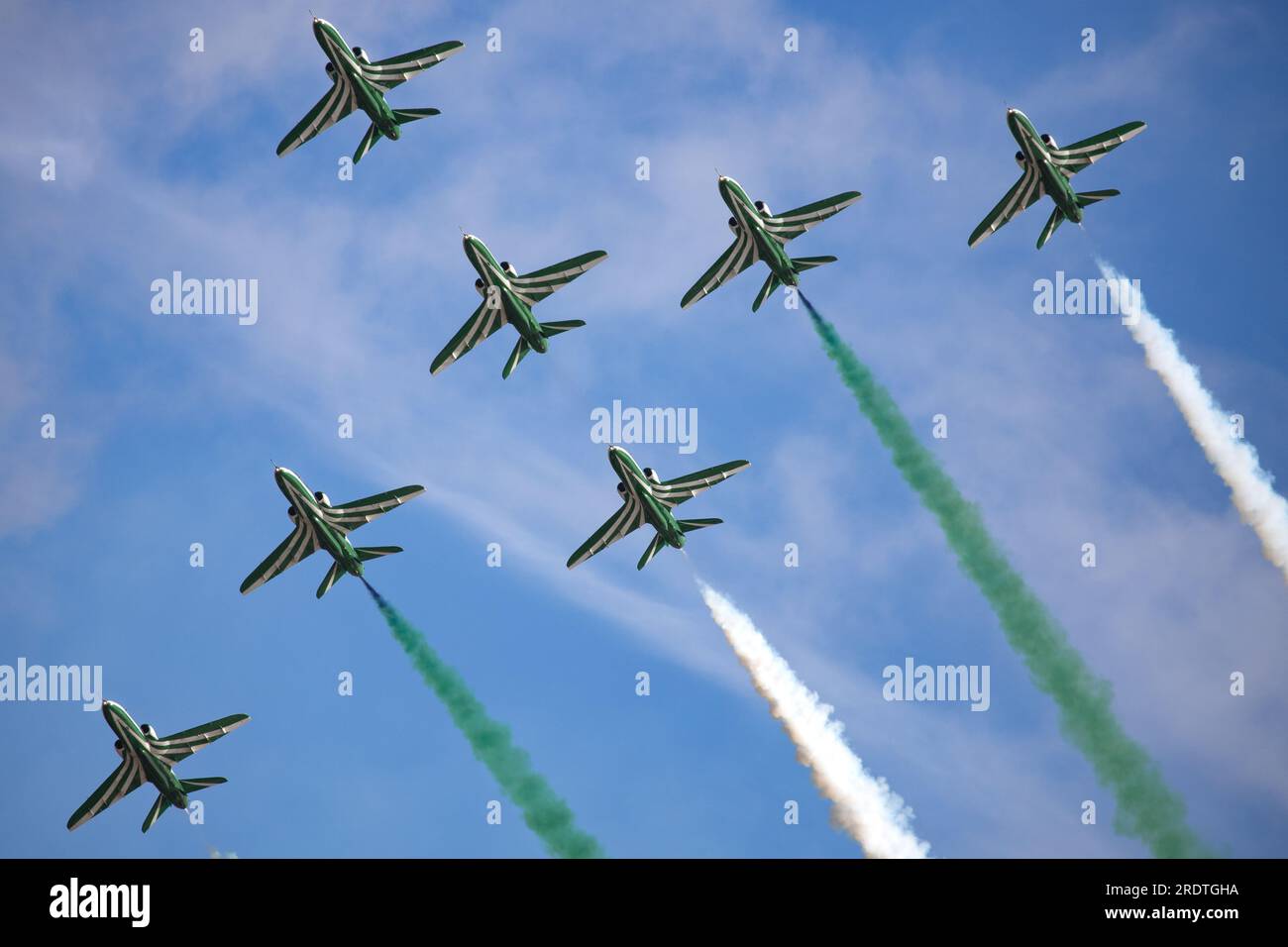 The Royal Saudi Air Force Falcons display team performing at the Royal ...