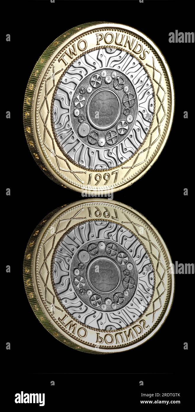 Bimetallic £2 coin issued in 2022 to commemorate 25 years of the ...