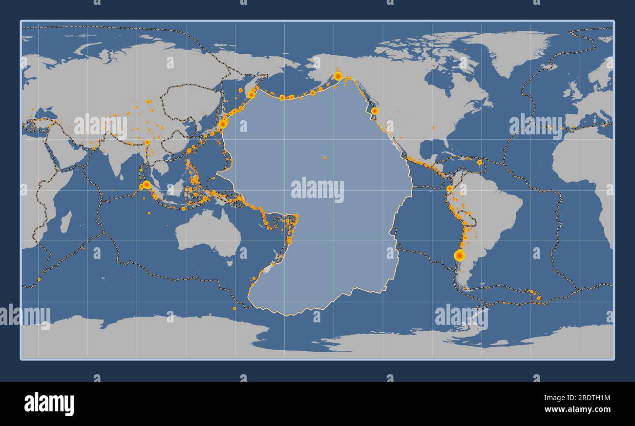 Pacific tectonic plate on the solid contour map in the Patterson ...