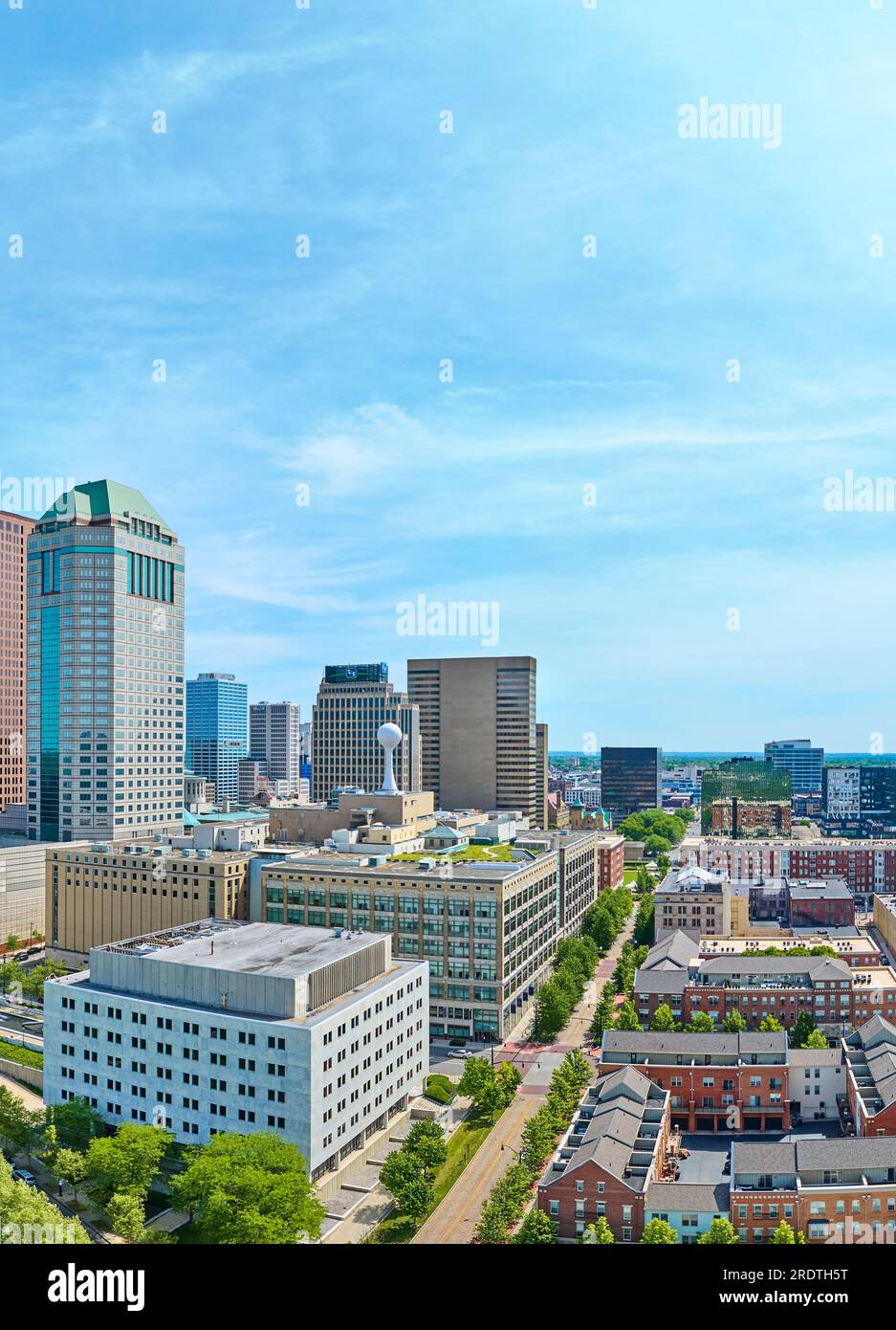 Vertical panorama aerial of downtown Columbus Ohio with office ...