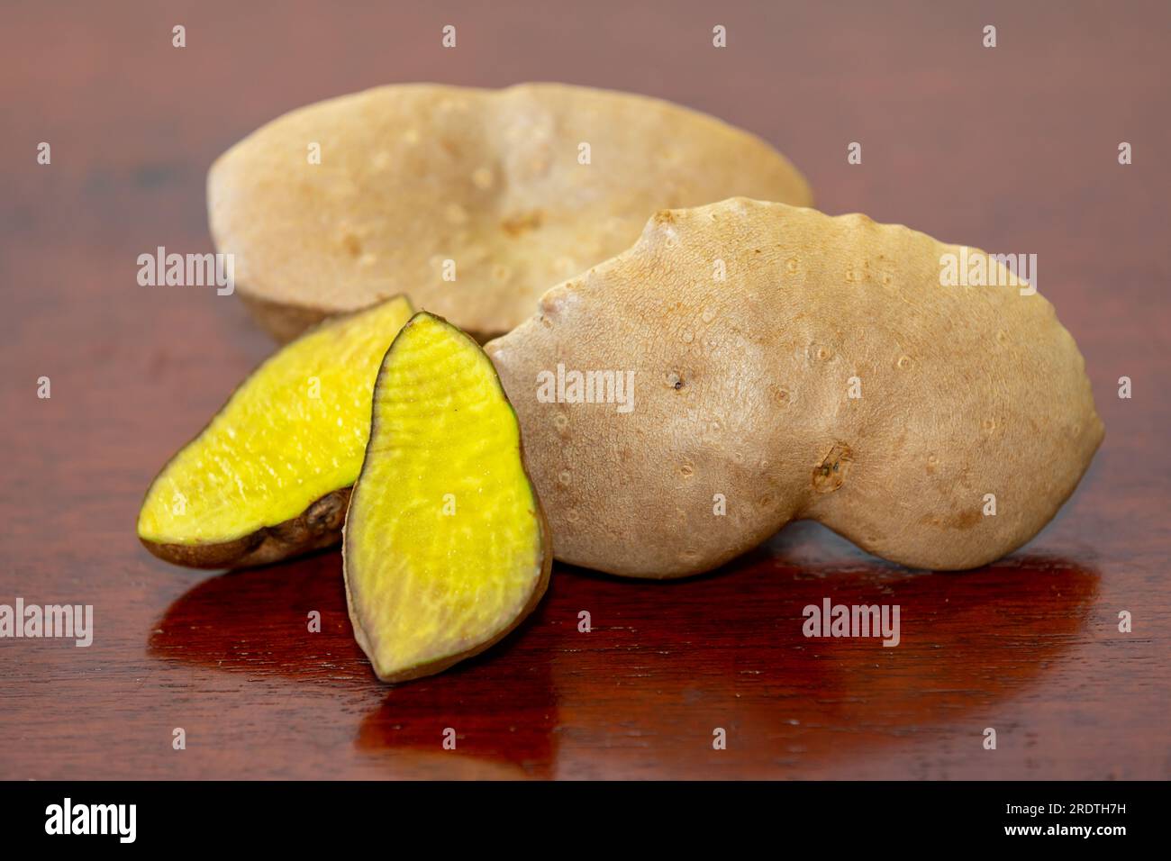 Edible bulb of the plant (Dioscorea bulbifera) originally from Africa ...