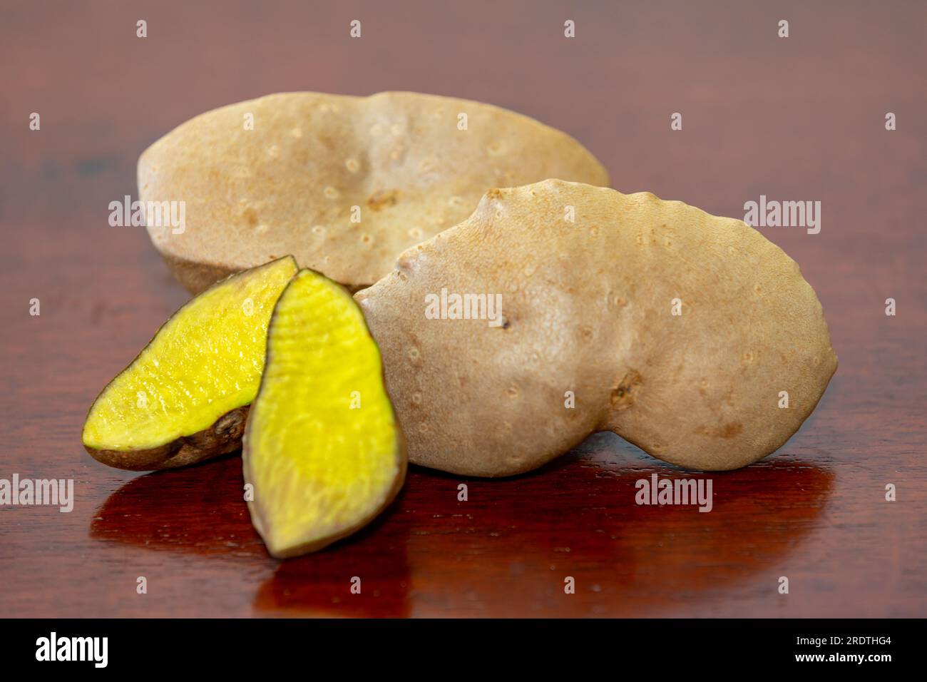 Edible bulb of the plant (Dioscorea bulbifera) originally from Africa ...