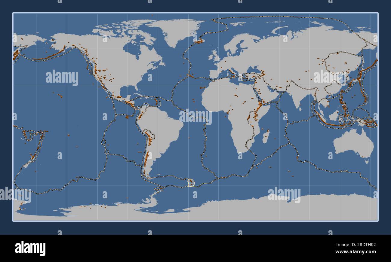 Shape of the Sandwich tectonic plate on the solid contour map in the ...