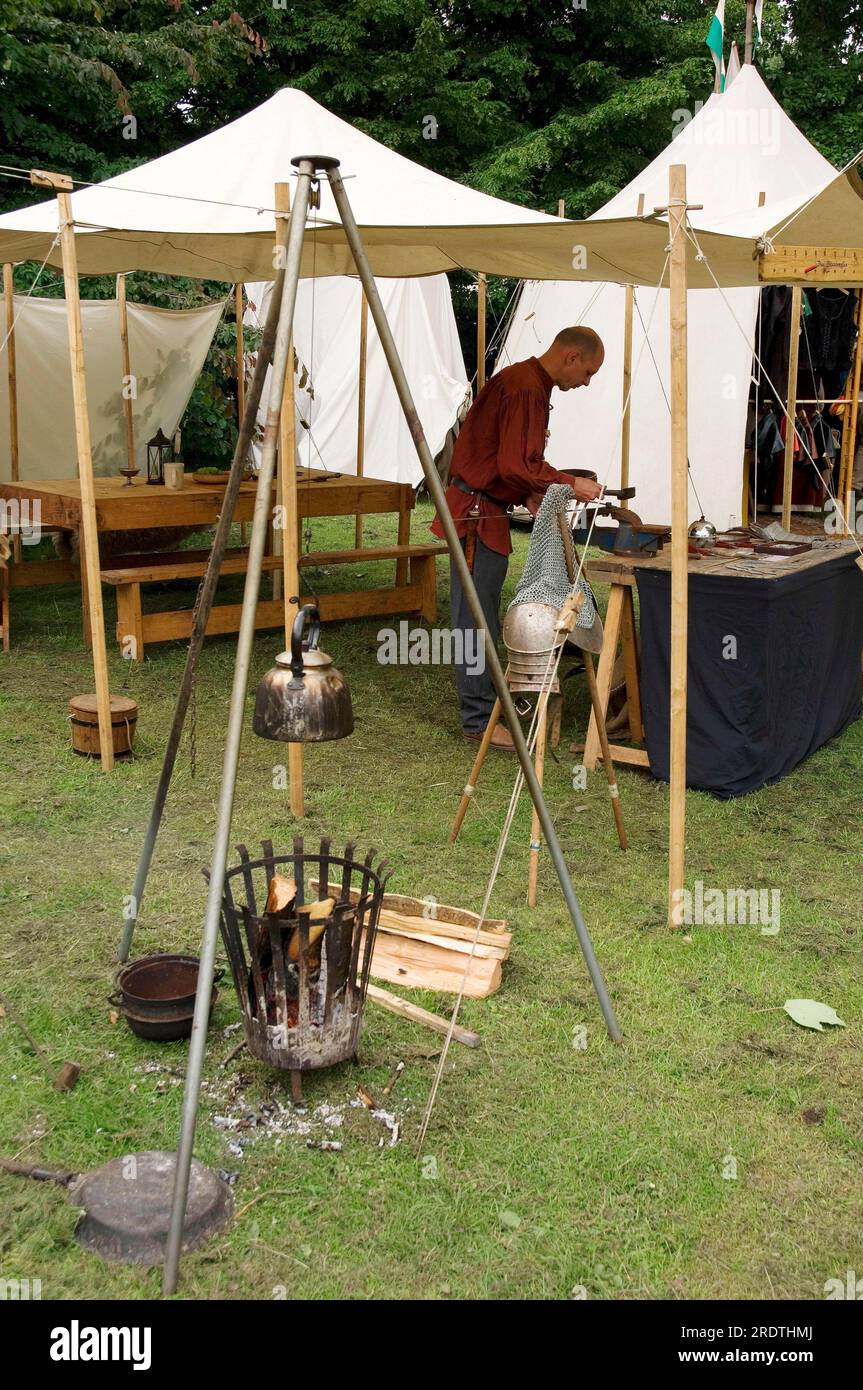 Blacksmith at work, Medieval Spectaculum, Dortmund, North Rhine ...