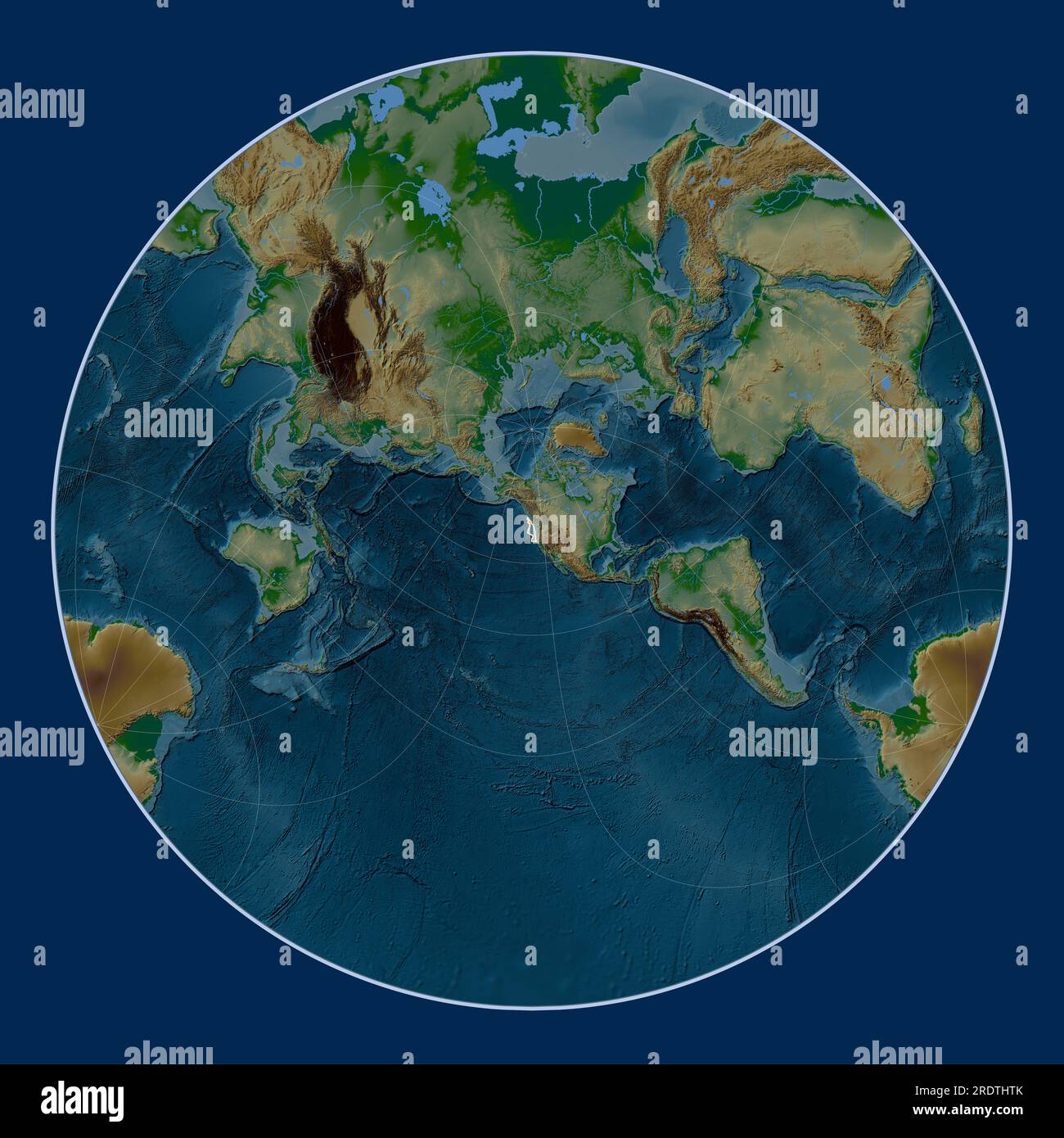 Juan De Fuca Tectonic Plate On The Physical Elevation Map In The Lagrange Oblique Projection