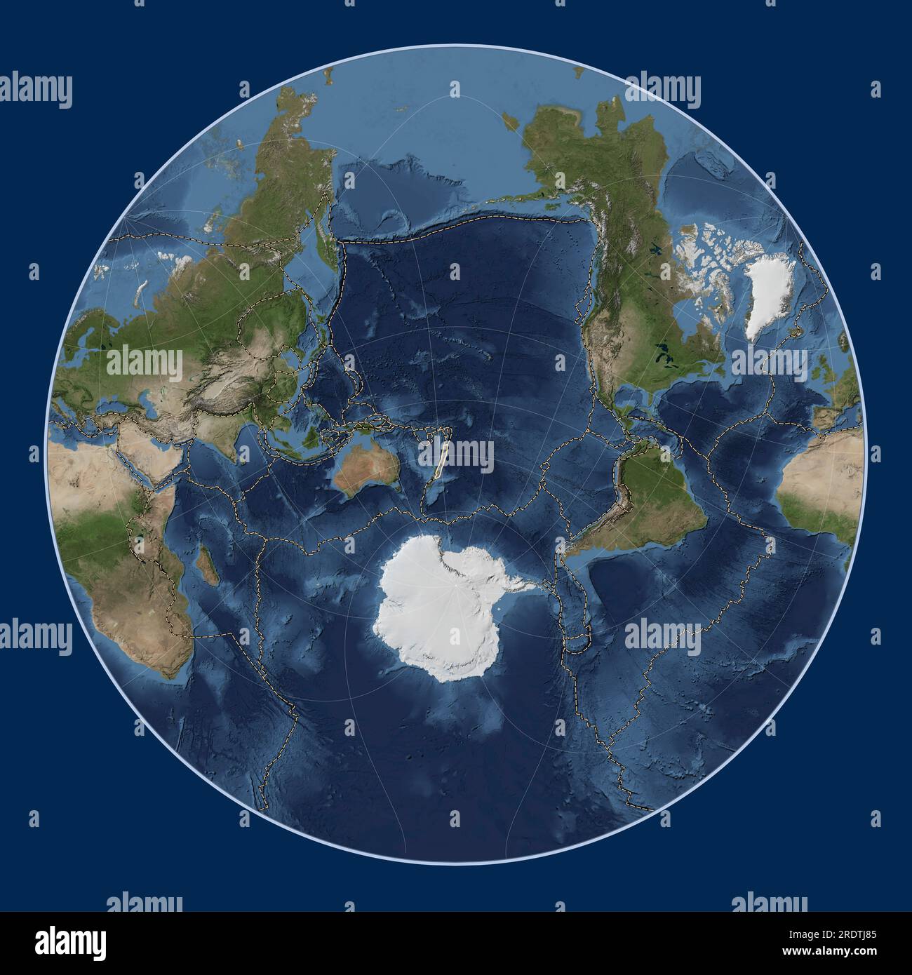 Kermadec tectonic plate on the Blue Marble satellite map in the ...