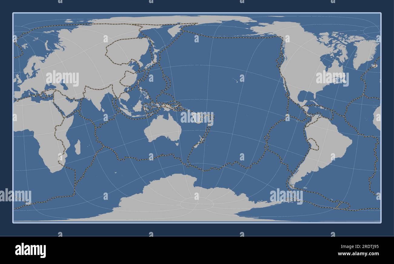 New Hebrides tectonic plate on the solid contour map in the Patterson ...