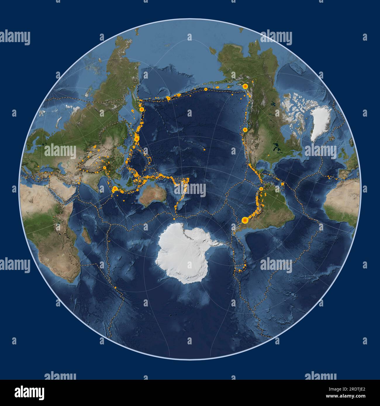 Kermadec tectonic plate on the Blue Marble satellite map in the ...