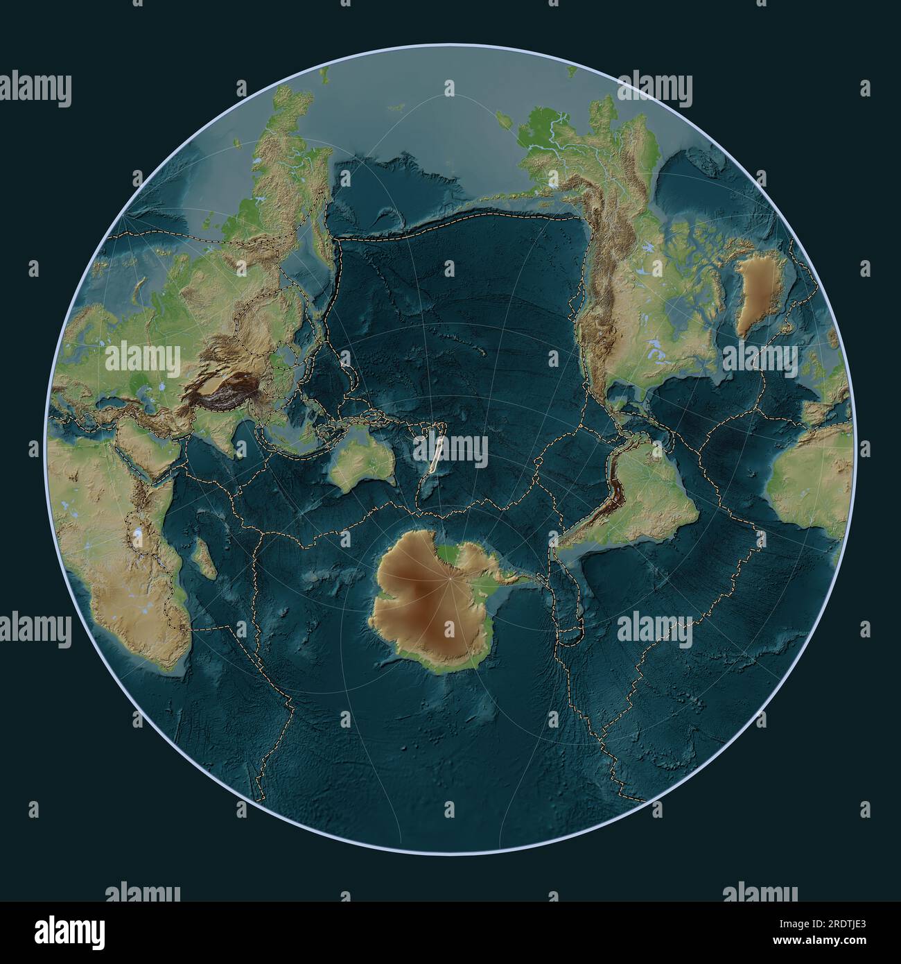 Kermadec Tectonic Plate On The Wiki Style Elevation Map In The Lagrange Oblique Projection