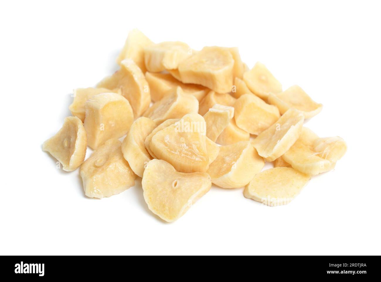 Dried garlic slices isolated on white background Stock Photo - Alamy