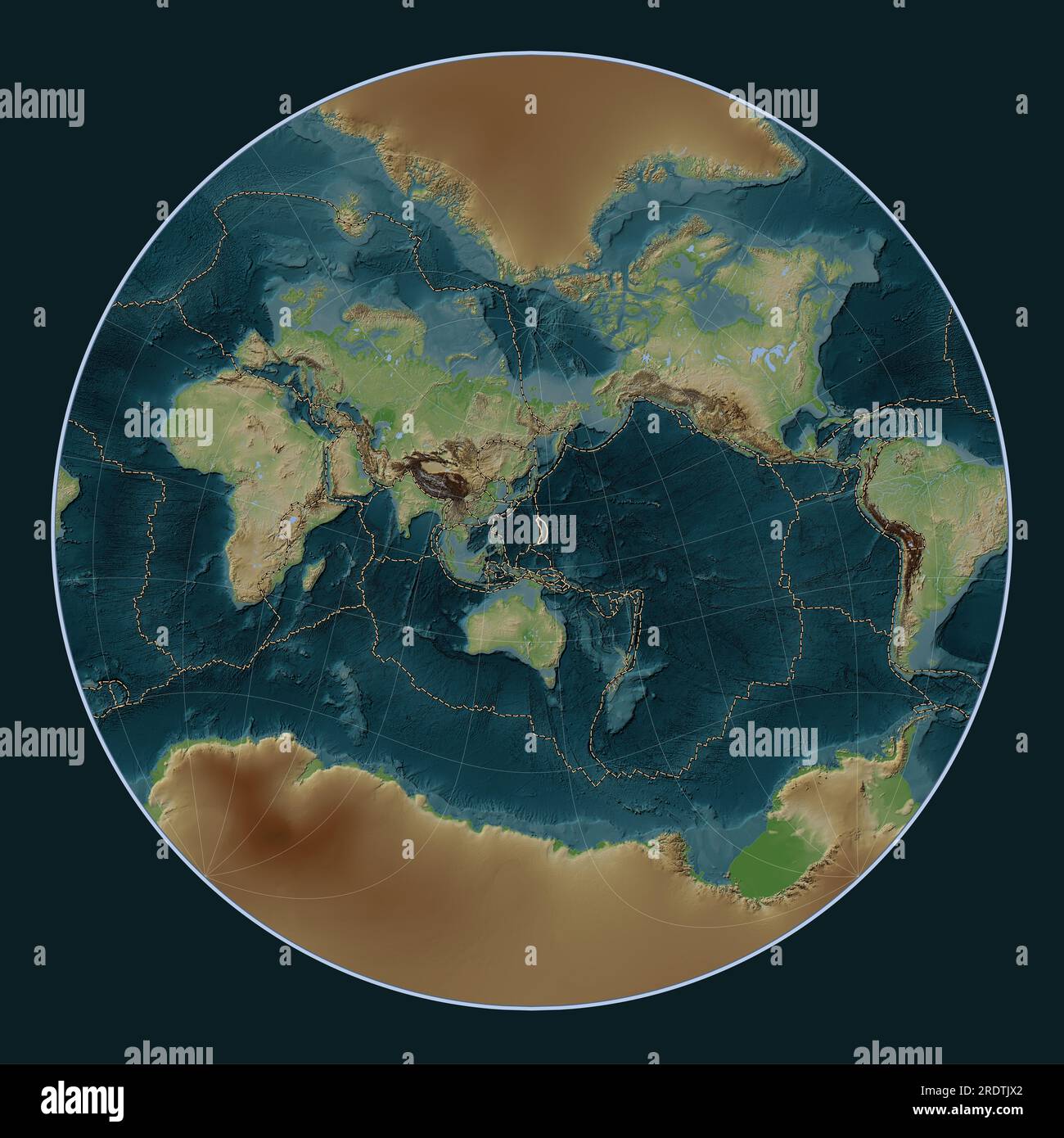 Mariana Tectonic Plate On The Wiki Style Elevation Map In The Lagrange Oblique Projection