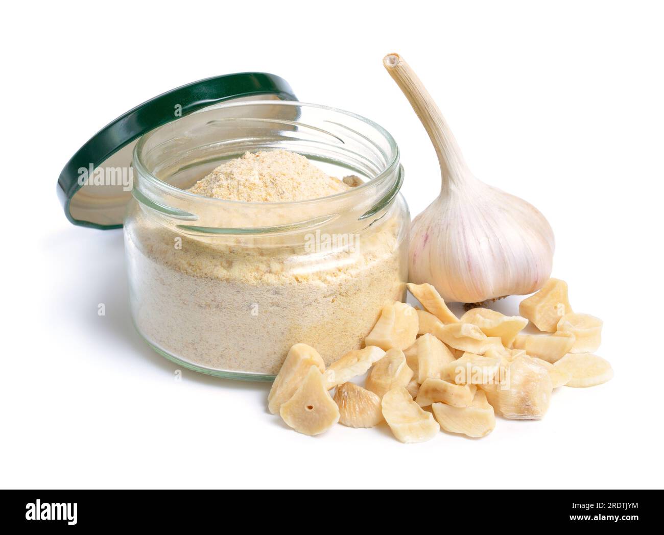 Dried garlic powder isolated on white background Stock Photo - Alamy