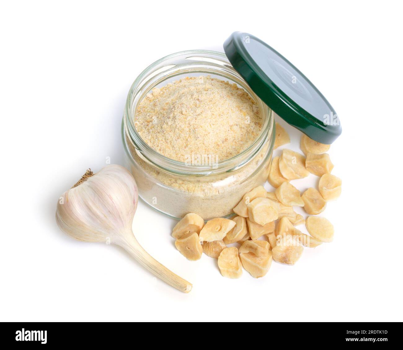 Dried garlic powder isolated on white background Stock Photo - Alamy