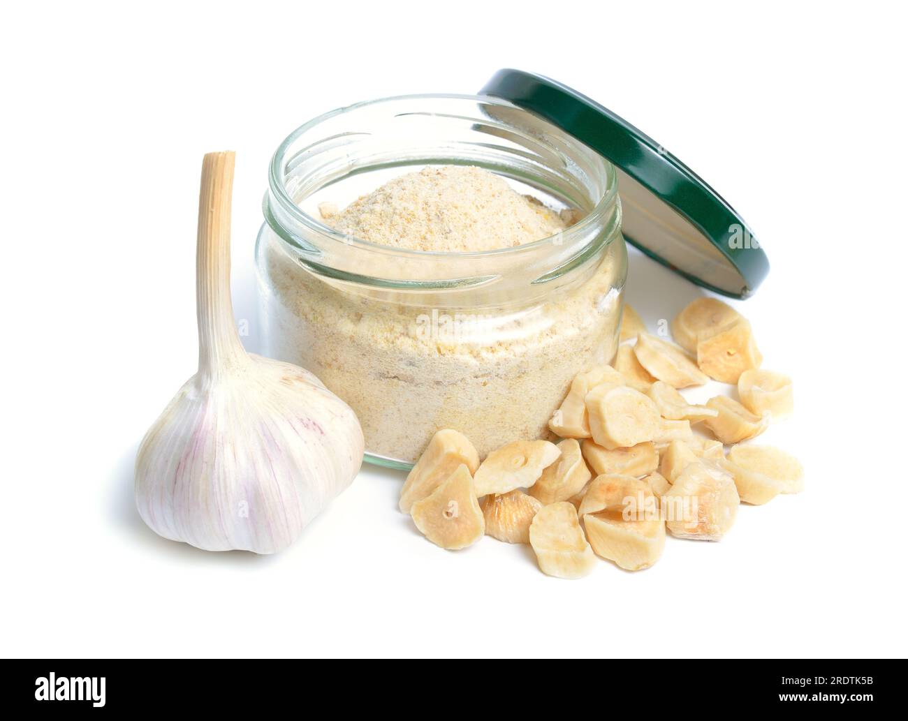 Dried garlic powder isolated on white background Stock Photo - Alamy