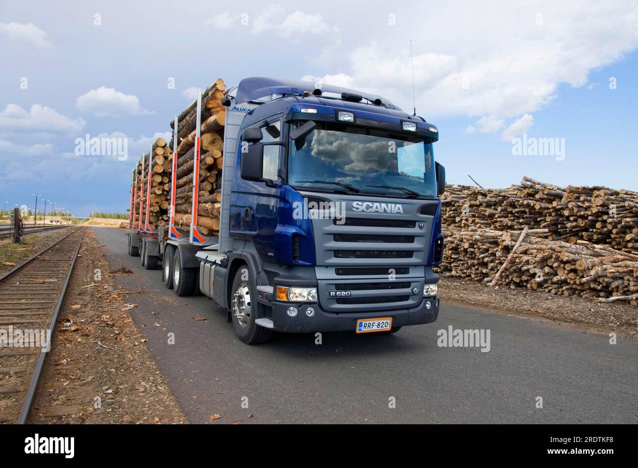 Truck loaded with logs, Kolari, Lapland, Finland, logs Stock Photo - Alamy
