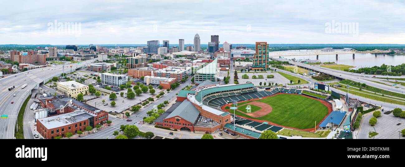 Panorama Louisville Kentucky aerial with highway system and Louisville ...