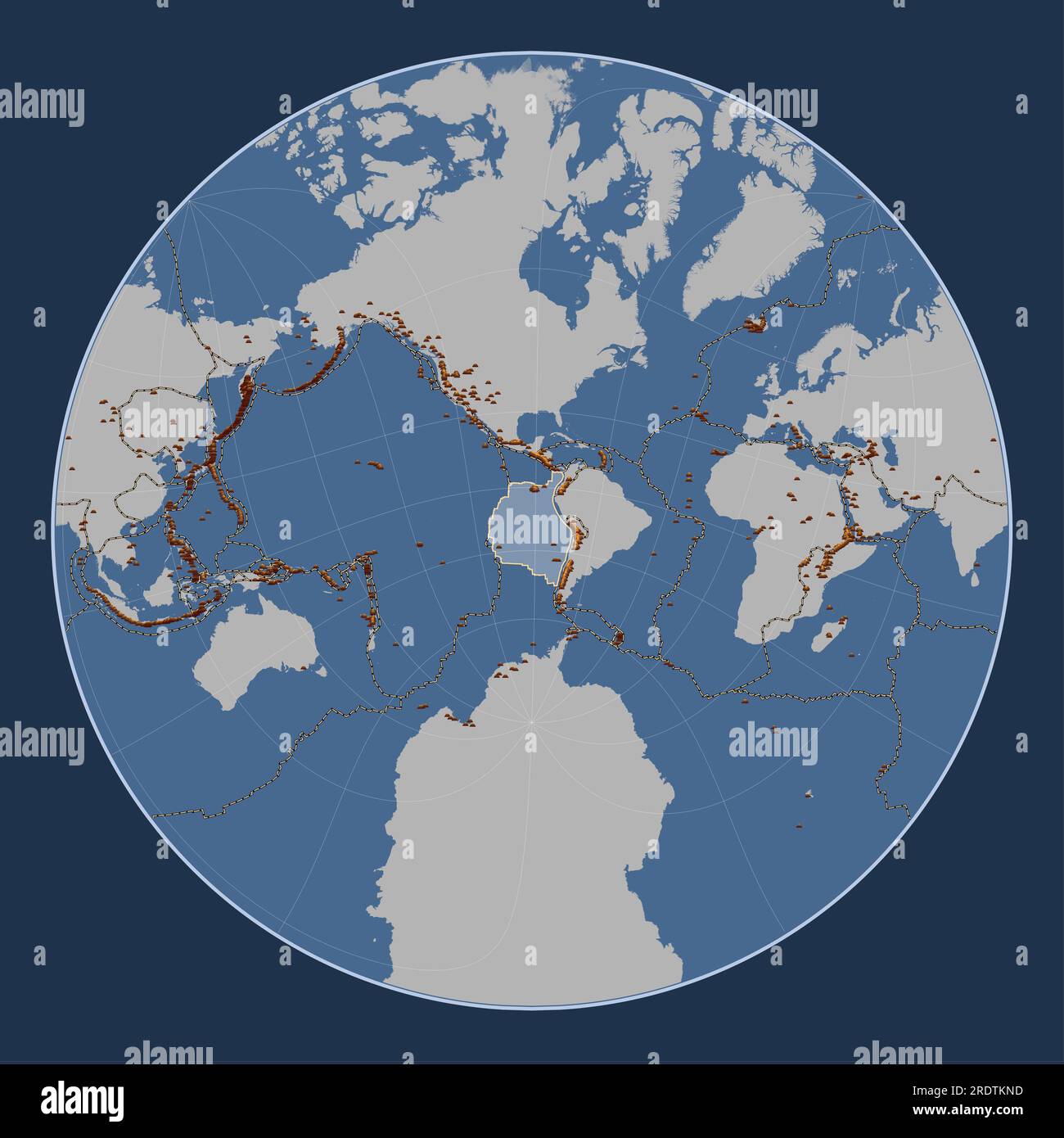 Nazca Tectonic Plate On The Solid Contour Map In The Lagrange Oblique Projection Centered