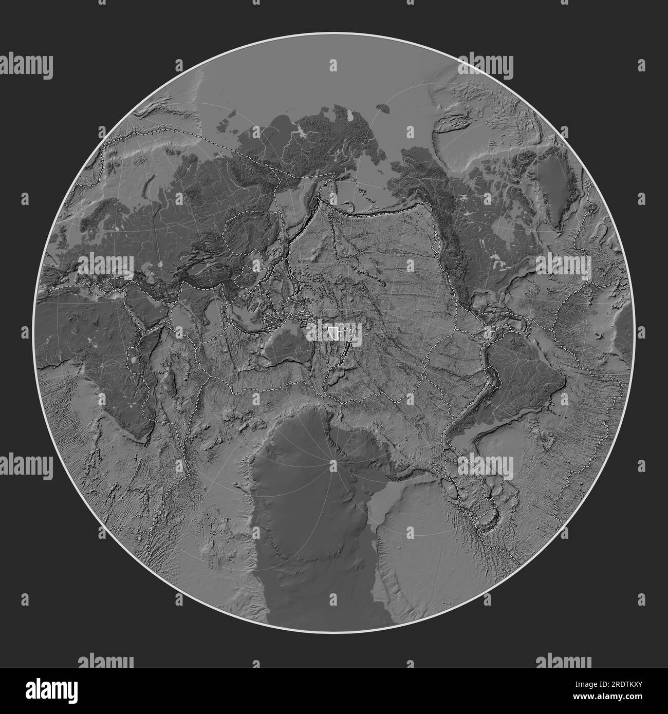 New Hebrides tectonic plate on the bilevel elevation map in the ...