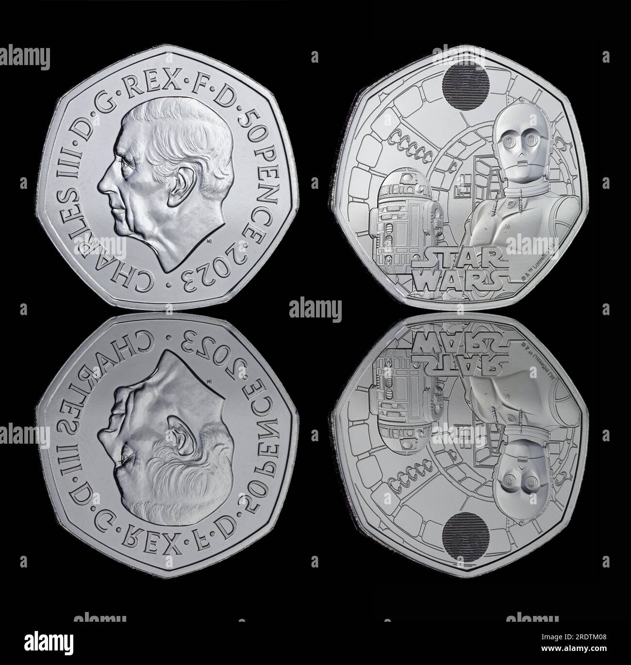2023 Star Wars 50p coin featuring R2-D2 & C-3PO with King Charles III ...