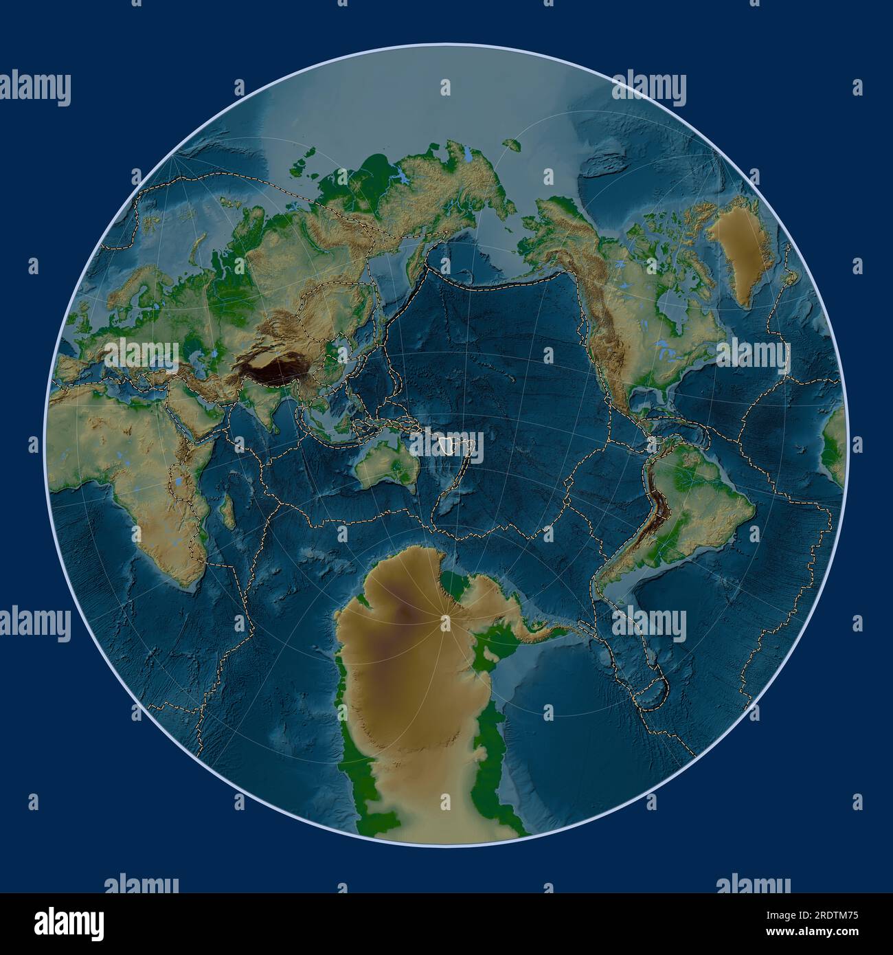 New Hebrides tectonic plate on the physical elevation map in the ...