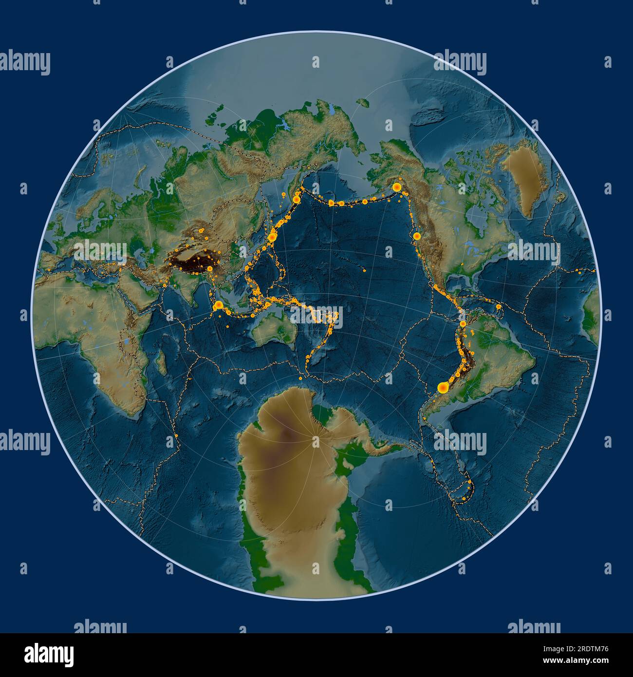 New Hebrides tectonic plate on the physical elevation map in the ...