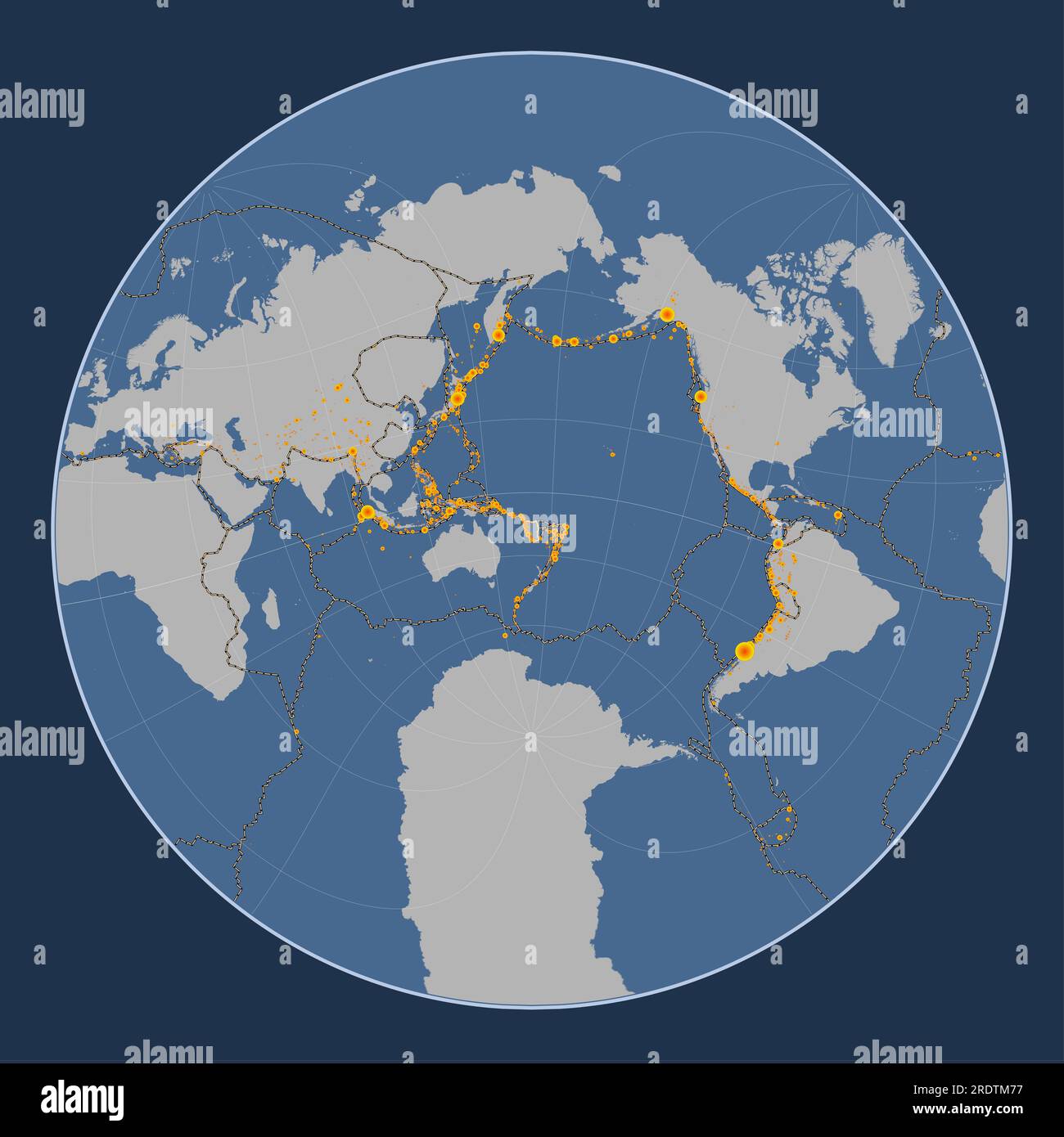 New Hebrides tectonic plate on the solid contour map in the Lagrange ...