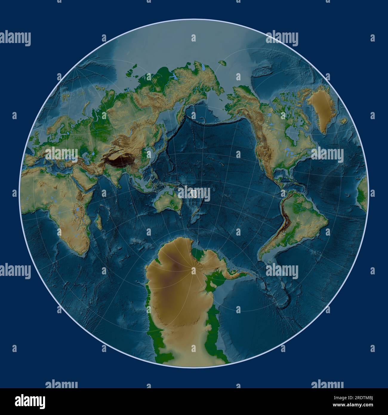 New Hebrides tectonic plate on the physical elevation map in the ...