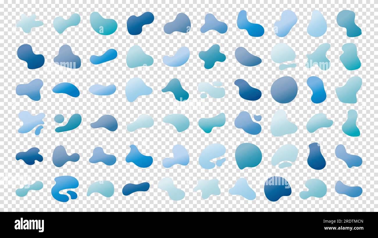 Set of gradient water blob shapes, round abstract elements. Simple water blotch shapes and form ...