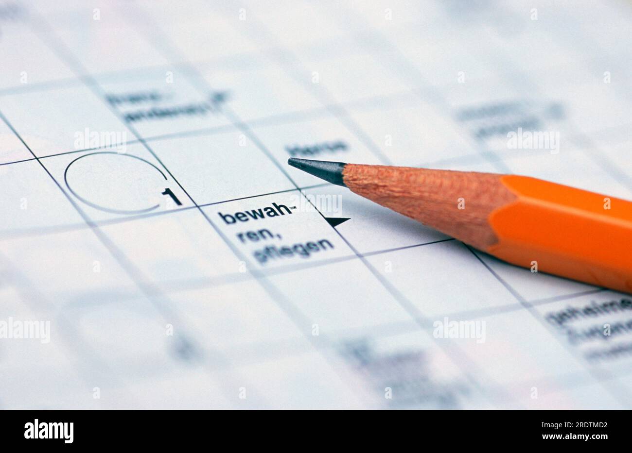 Pencil and crossword puzzle, crossword puzzle, riddle Stock Photo - Alamy