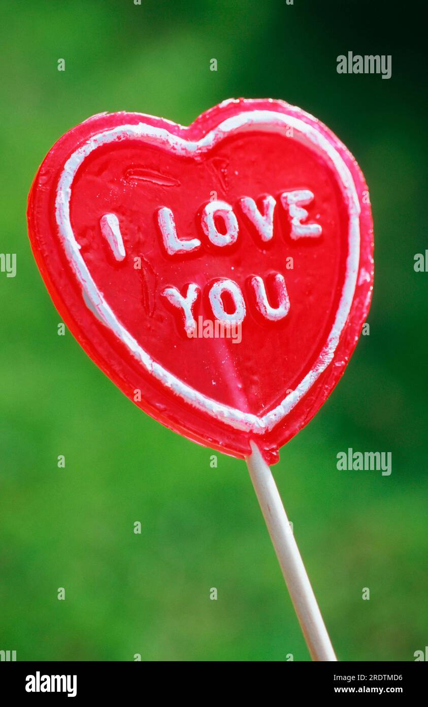 Heart-shaped lollipop 'I Love you', Lollipop Stock Photo - Alamy