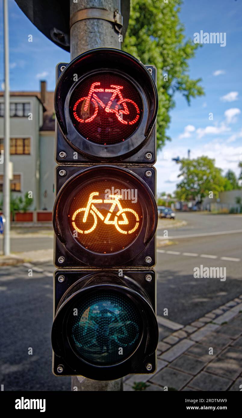 Traffic in the city, alternative locomotion: traffic light for cyclists ...