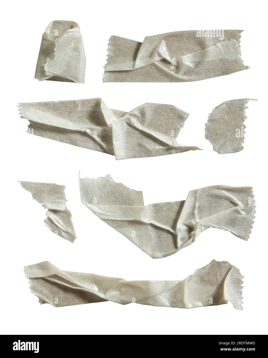 Wrinkled paper masking tape on white background with clipping path ...