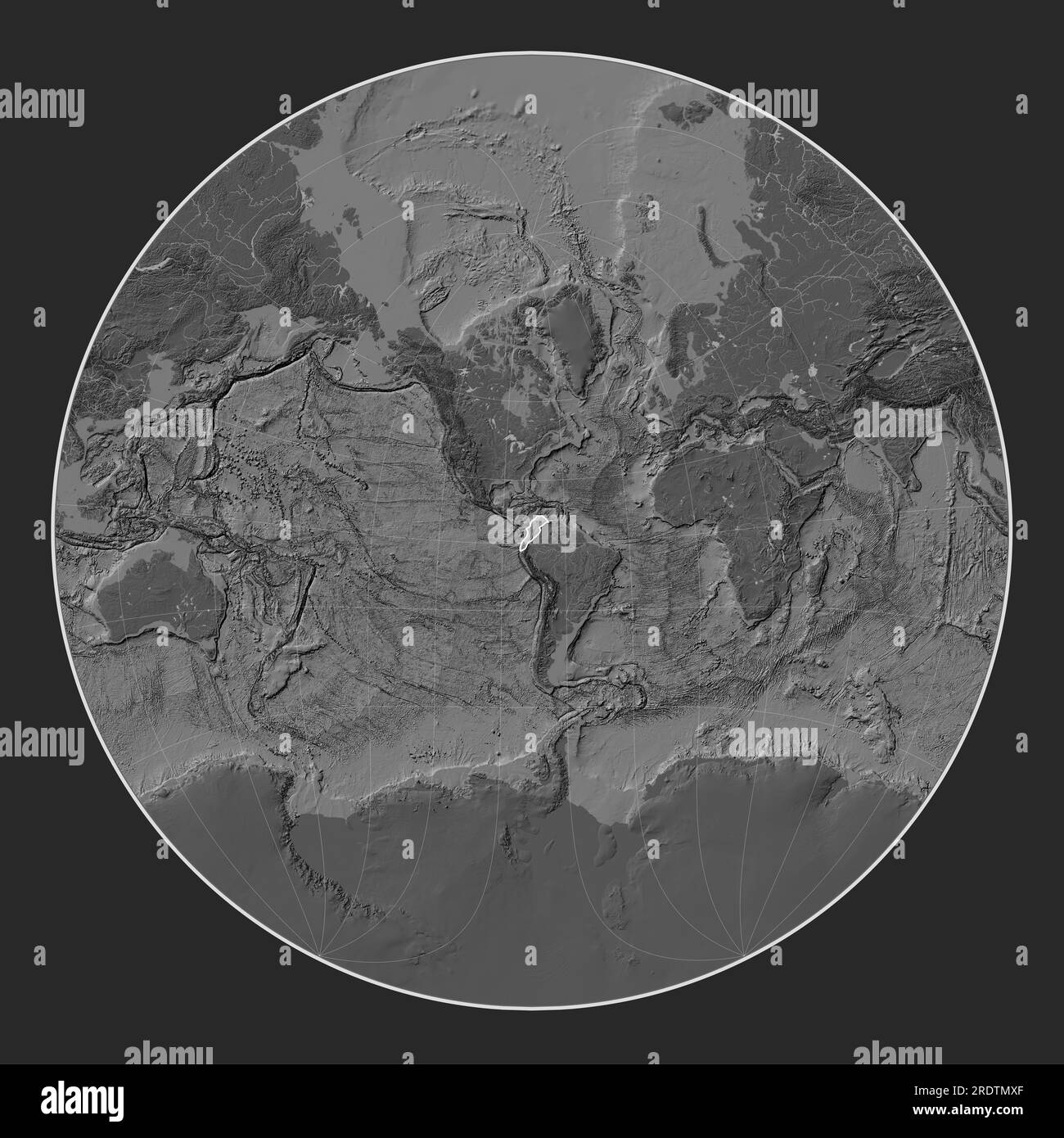 North Andes tectonic plate on the bilevel elevation map in the Lagrange ...