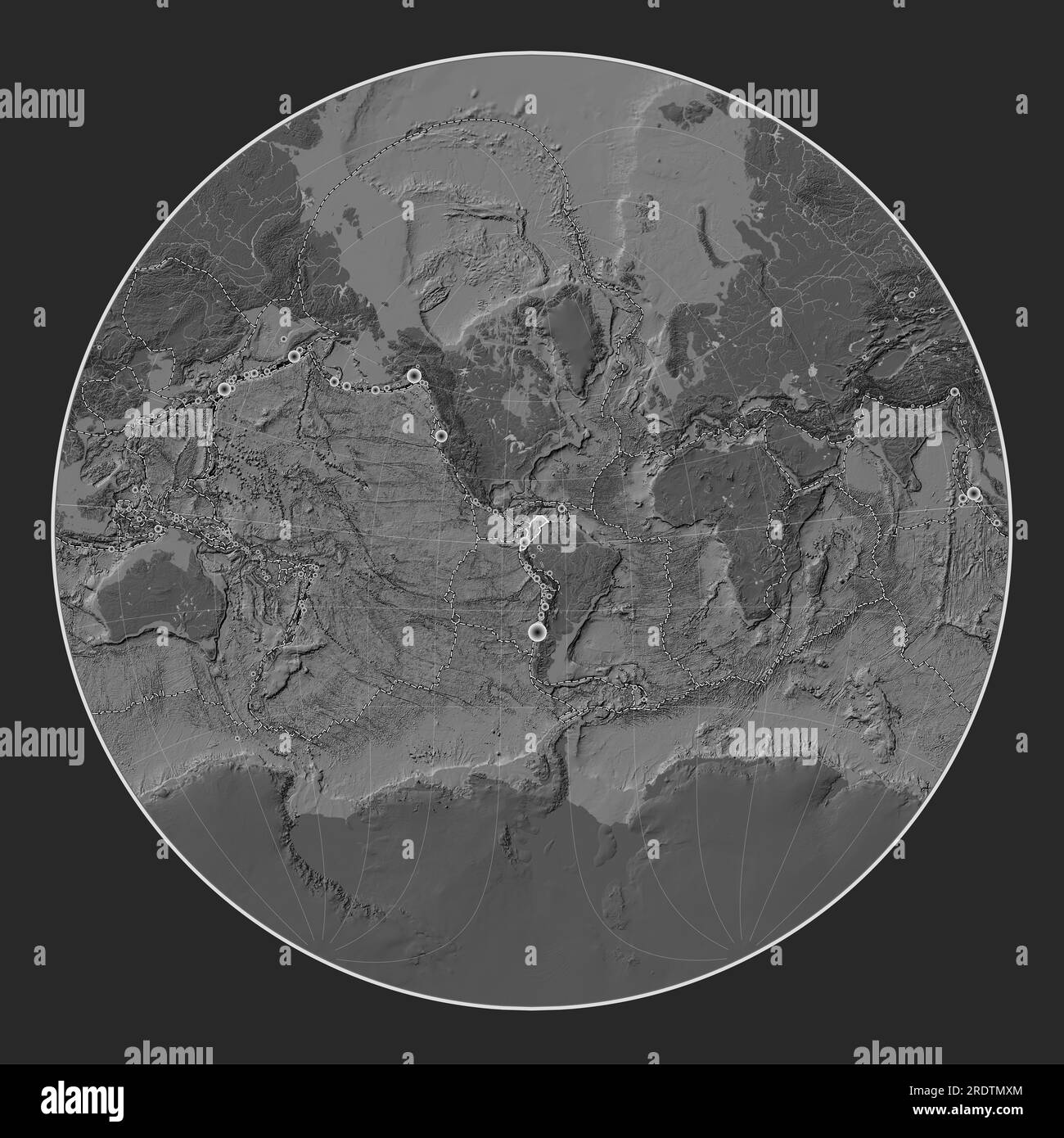 North Andes tectonic plate on the bilevel elevation map in the Lagrange ...