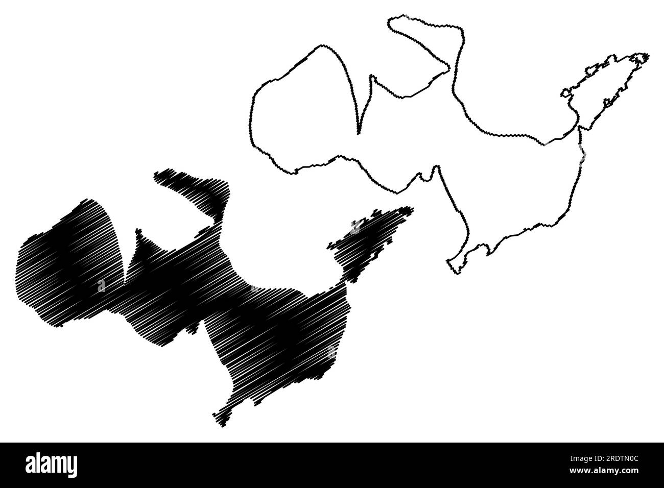 Lake North Aral Sea (Republic of Kazakhstan) map vector illustration ...