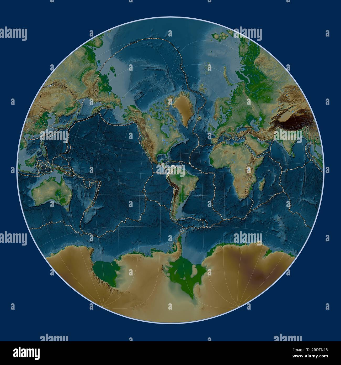 North Andes tectonic plate on the physical elevation map in the ...