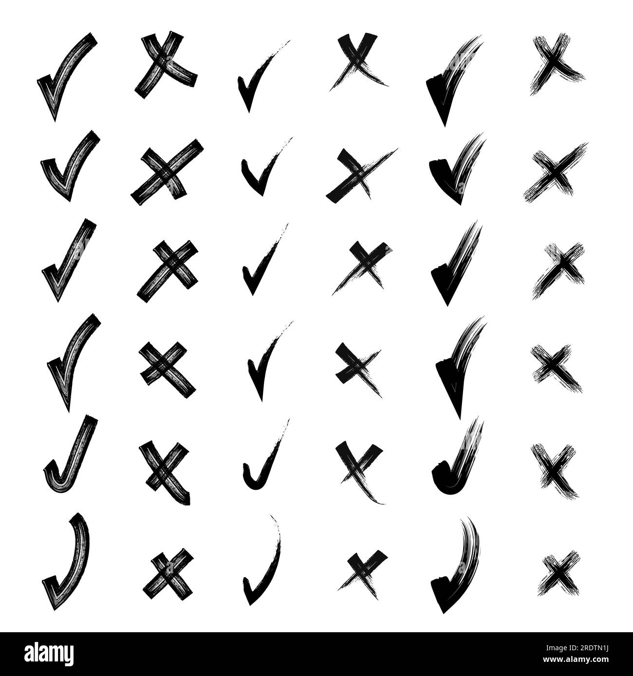Yes and no. Brush hand drawn doodle checkmarks and crosses set ...