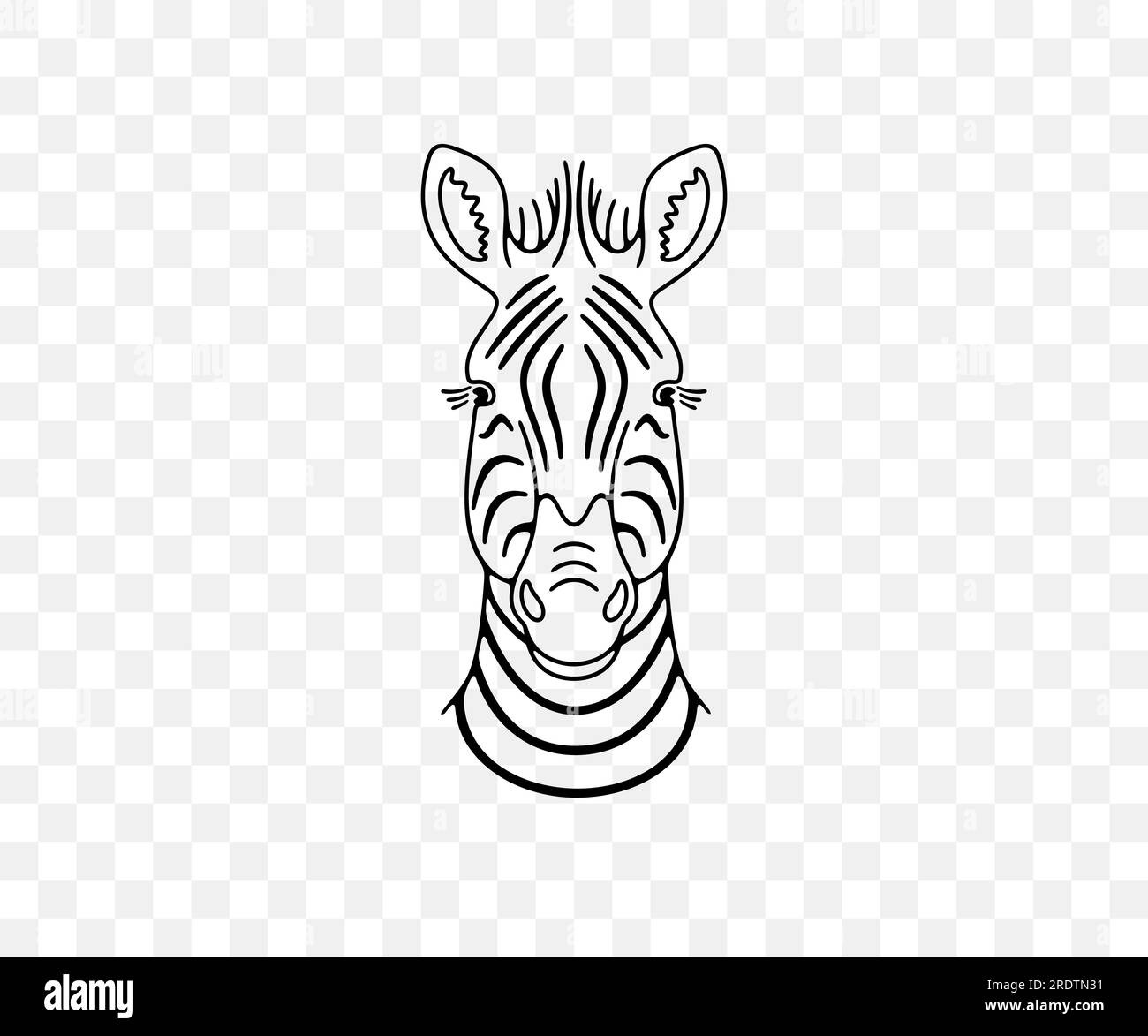 Zebra head, animals and african savannah, linear graphic design. Nature ...
